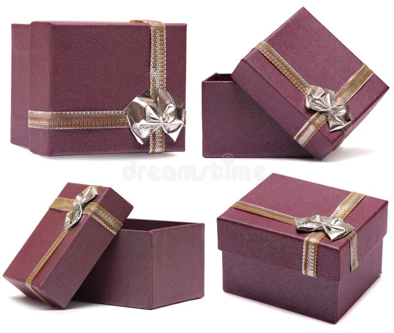 Set Four Gift Boxes Purple Bow Ribbon Stock Photos - Free & Royalty ...