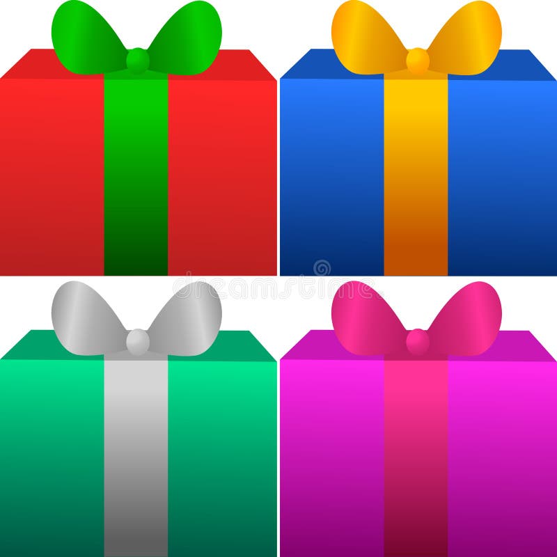 Set of Four Gift Boxes stock illustration. Illustration of simple ...