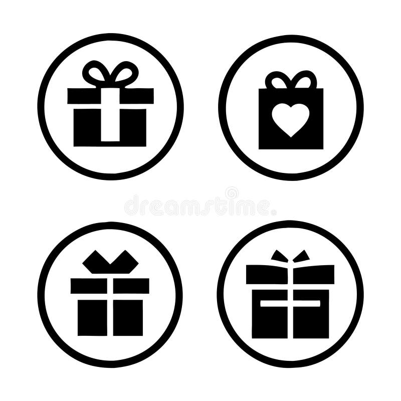 A Set of Four Gift Icons in a Circular Design Stock Vector ...