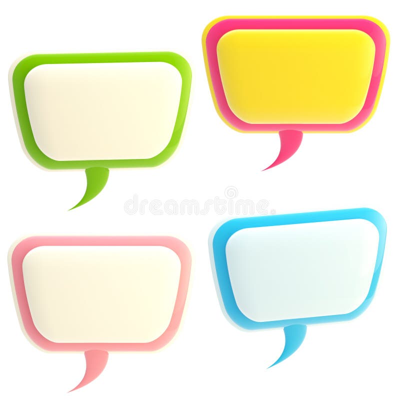 Set of Four Glossy Text Bubbles Isolated Stock Illustration ...