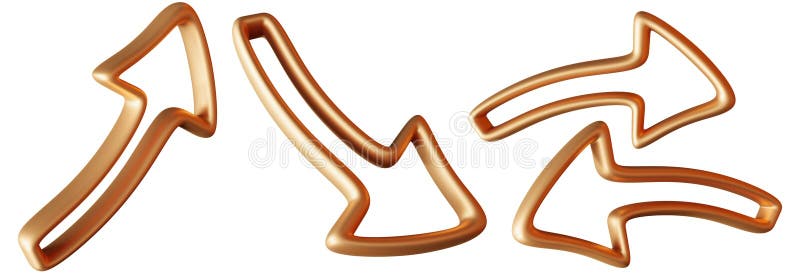 Set of Four Golden Arrows Designed in Three-dimensional Form. Each ...