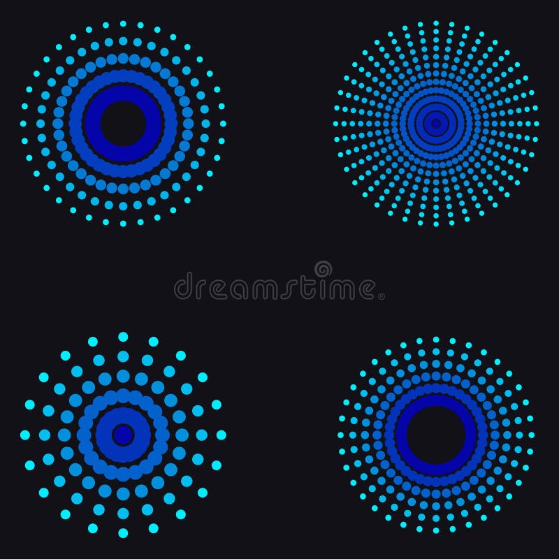A Set of Four Halftone Radial Gradients. Isolated Orange Vector Points ...