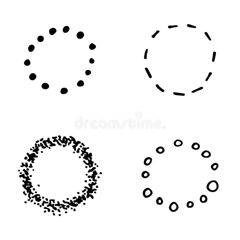 Set of Four Hand Drawn Black Vector Circles. Different Round Shapes ...