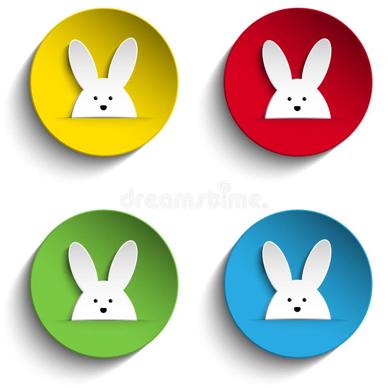 Set of Four Happy Easter Bunny Stickers Stock Vector - Illustration of ...