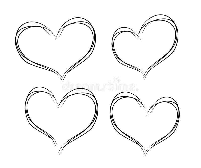 Set of four hearts stock illustration. Illustration of love - 197949041