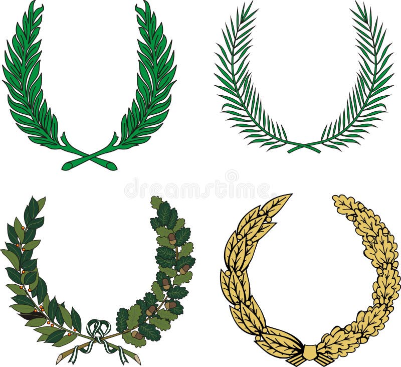Set of Four Heraldic Wreaths Stock Vector - Illustration of laurel ...