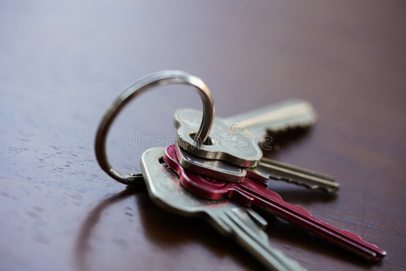 Set of Four House Keys on a Keyring Stock Image - Image of payment ...