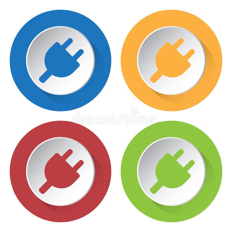 Set of Four Icons - Electrical Plug Symbol Stock Vector - Illustration ...