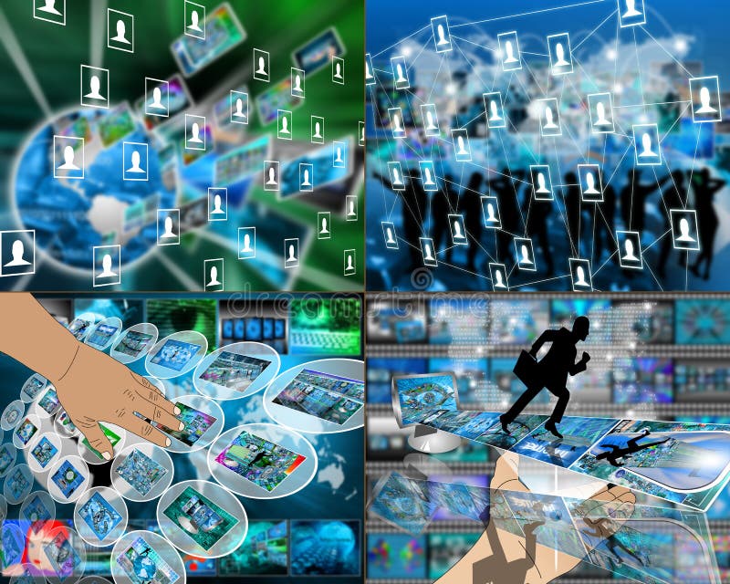 Set of four images stock illustration. Illustration of electronic ...