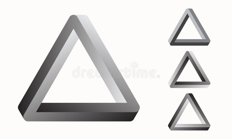 Set of Four Impossible Triangles. Penrose Triangle. Geometric 3D Object ...