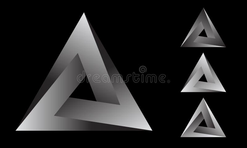 Set of Four Impossible Triangles. Penrose Triangle. Geometric 3D Object ...