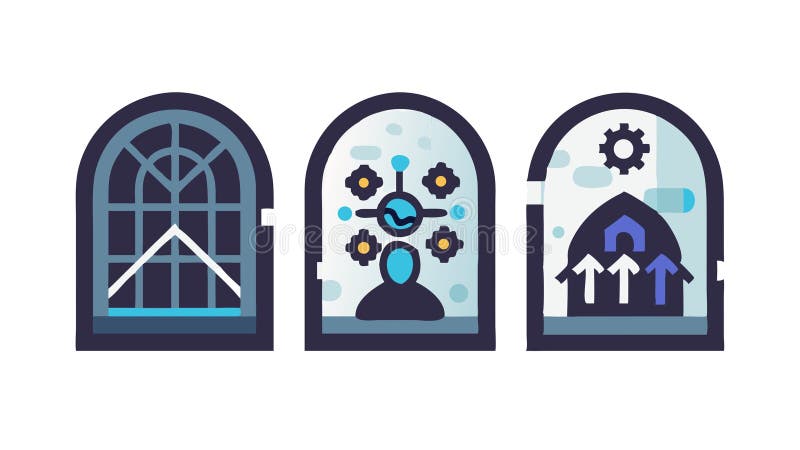 Set of Four Islamic Architectural Windows Vector Icons, Vector Design ...