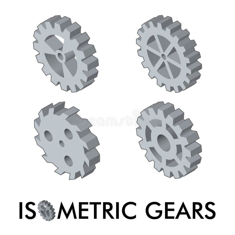 Set of Four Isometric Gears Stock Vector - Illustration of industry ...