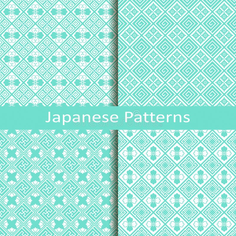 Set of Four Japanese Patterns Stock Vector - Illustration of style ...