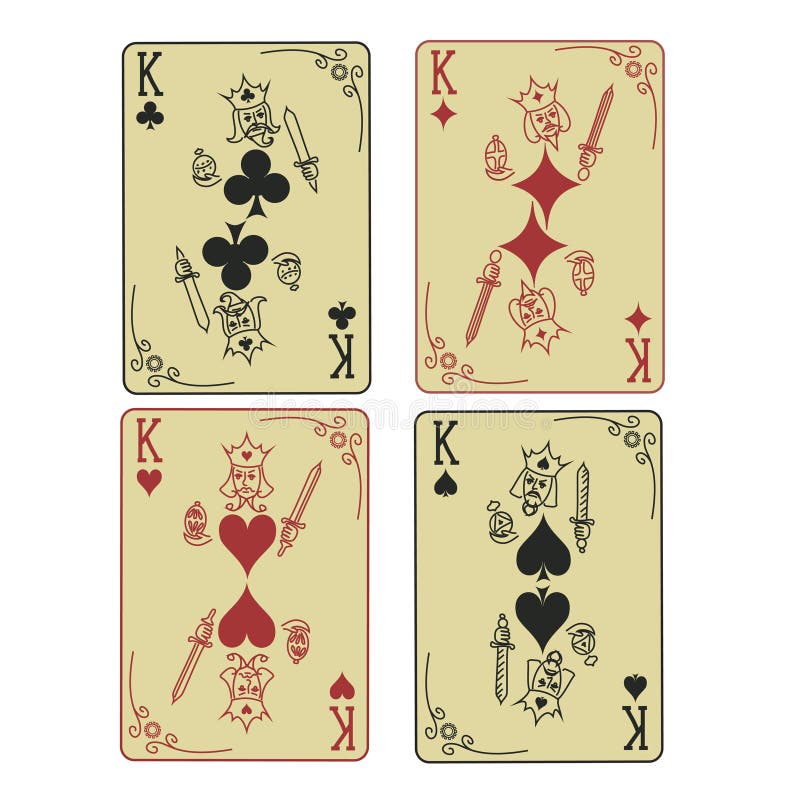 Set of Four Kings Playing Cards Stock Vector - Illustration of ...