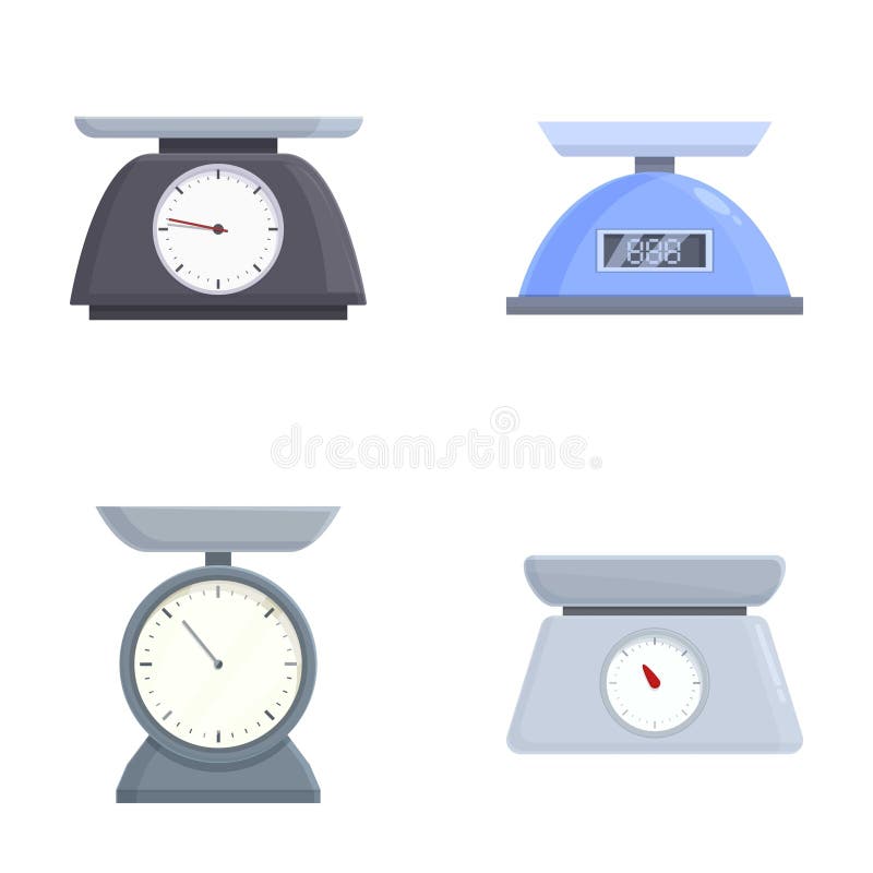 Set of Four Kitchen Scales Illustrations Stock Vector - Illustration of ...