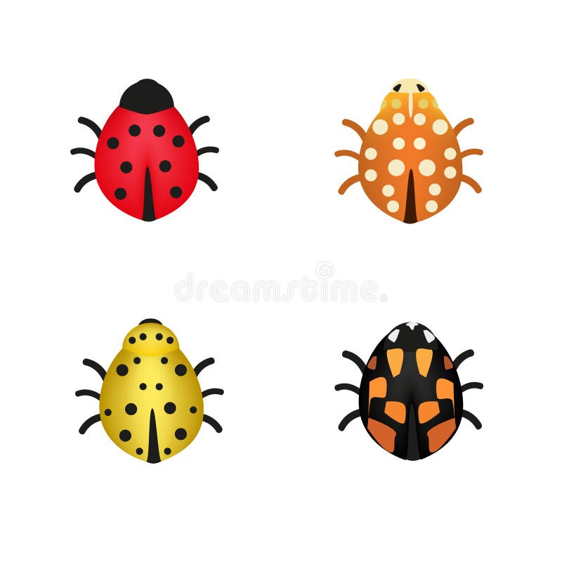 Set Four Ladybugs Different Colors Stock Illustrations – 4 Set Four ...