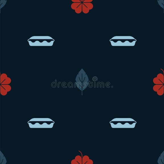 Set Four Leaf Clover, Leaf and Homemade Pie on Seamless Pattern. Vector Stock Vector ...