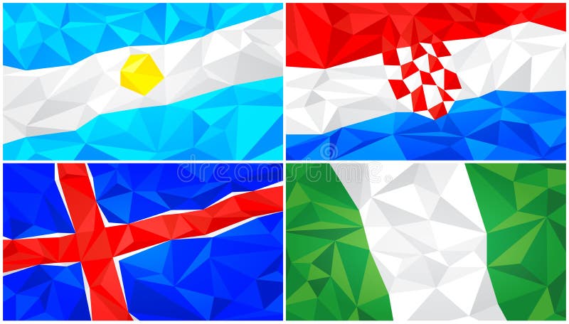 Low Poly Flag, Abstract Polygonal Triangular Background Set 3 Stock ...