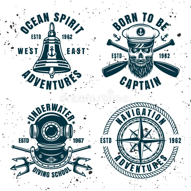 Set of Four Maritime Vector Emblems or Badges Stock Vector ...