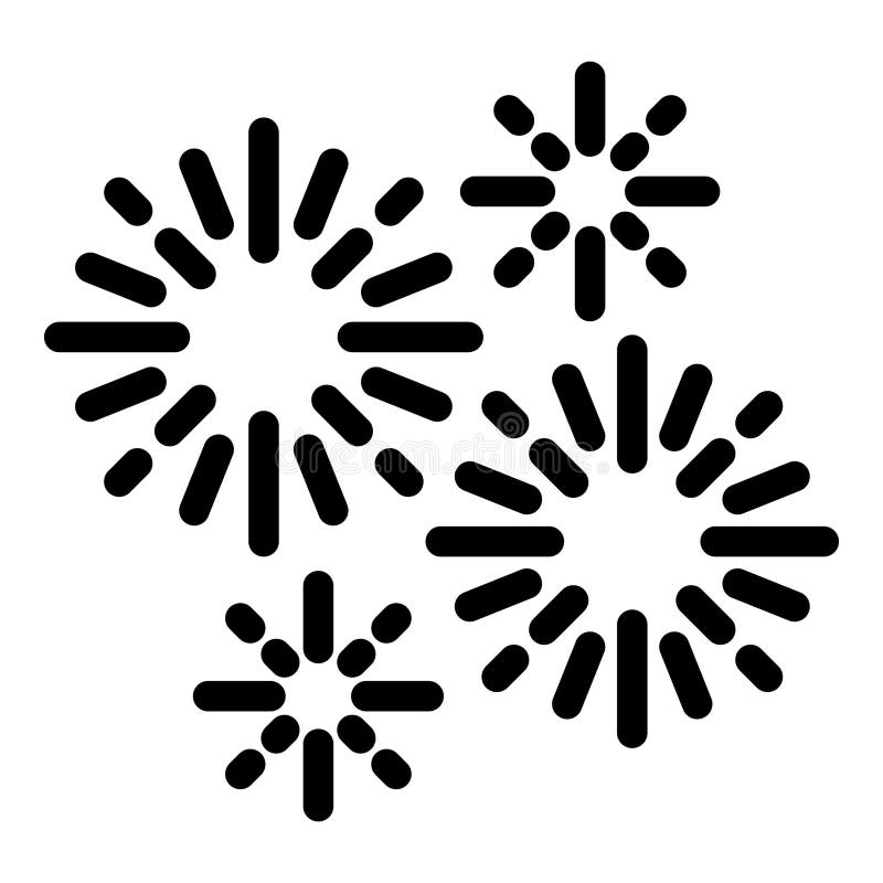Black Silhouette Firework Icons on White Background Stock Illustration ...