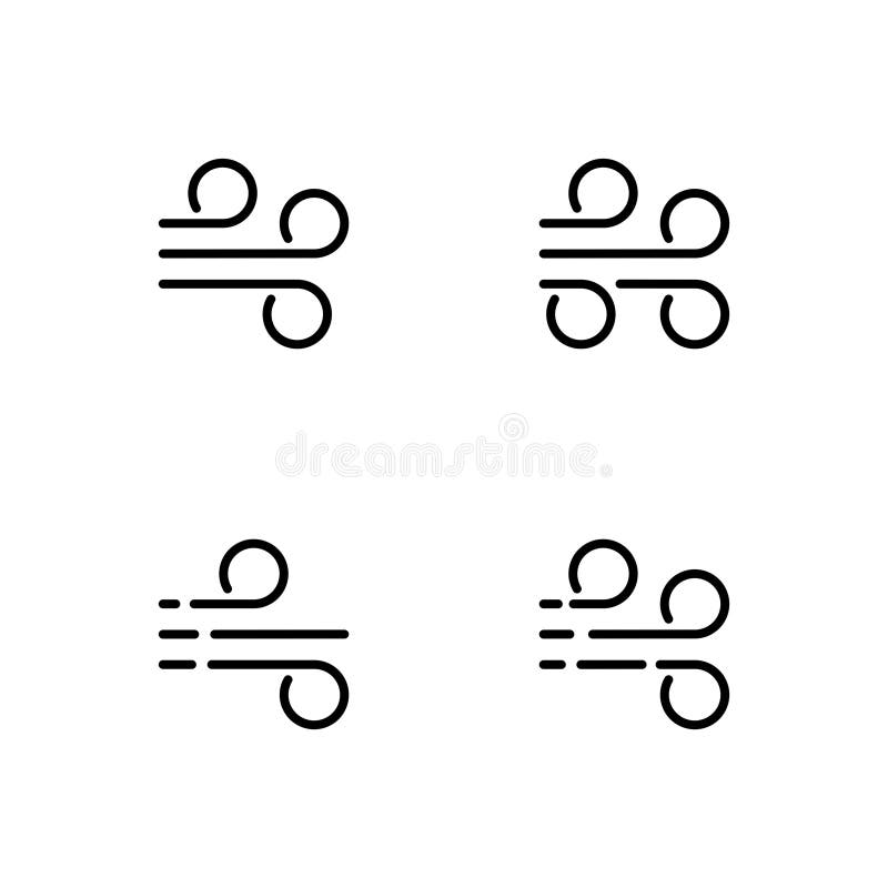 Wind Icon Set. Wind Icon. Air Icon. Flow Icon. 4 Icons. Stock Vector ...