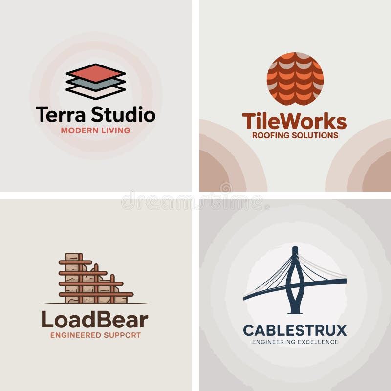 Set of Four Modern Logo Designs Representing Different Businesses in ...