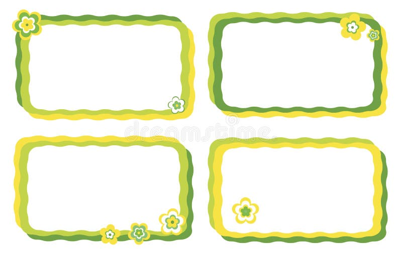 Set of Four Neon Green Floral Frames Stock Vector - Illustration of ...
