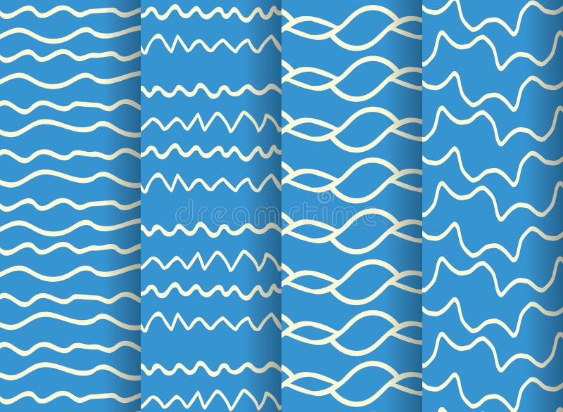 A Set of Four Organic Hand Drawn Lines Repeating Pattern Stock Vector ...