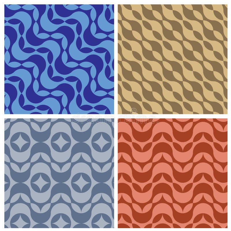 Set of Four Oval Mix with Curve Line Pattern Stock Vector ...