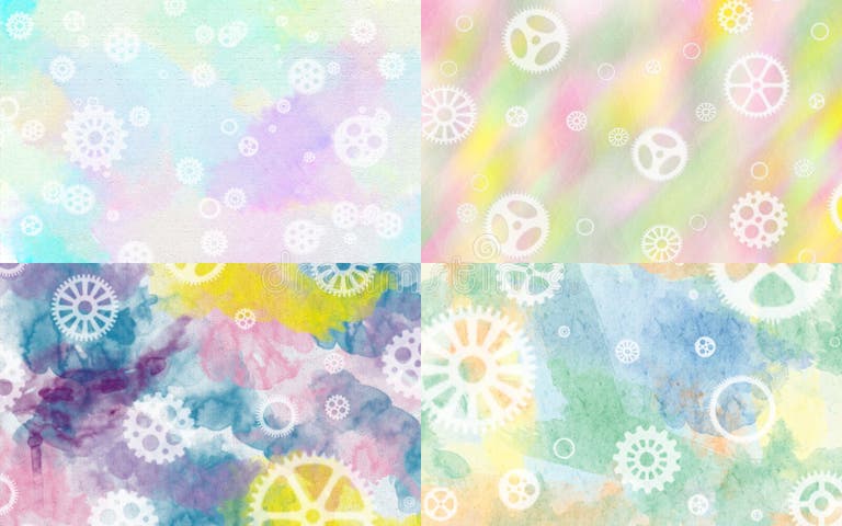 Set of Four Pastel Steampunk Backgrounds Stock Illustration ...