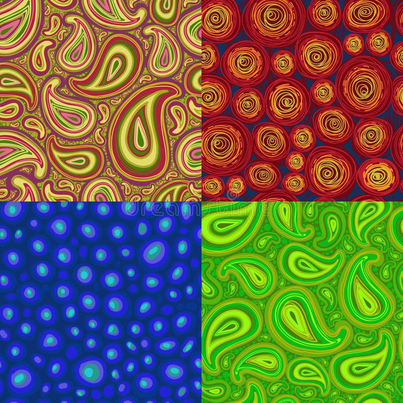 Set of Abstract Patterns in Four Color Combinations Stock Vector ...