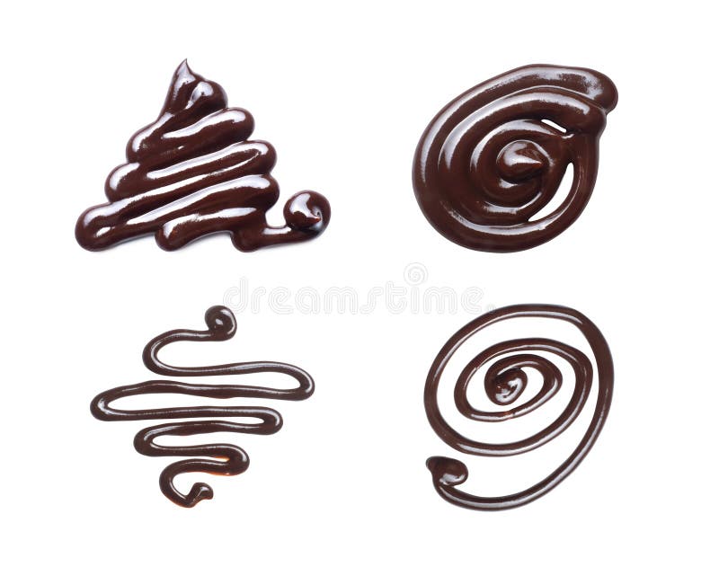 Set of Four Patterns Painted with Melted Chocolate Stock Photo - Image ...