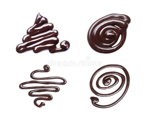 Set of Four Patterns Painted with Melted Chocolate Stock Photo - Image ...