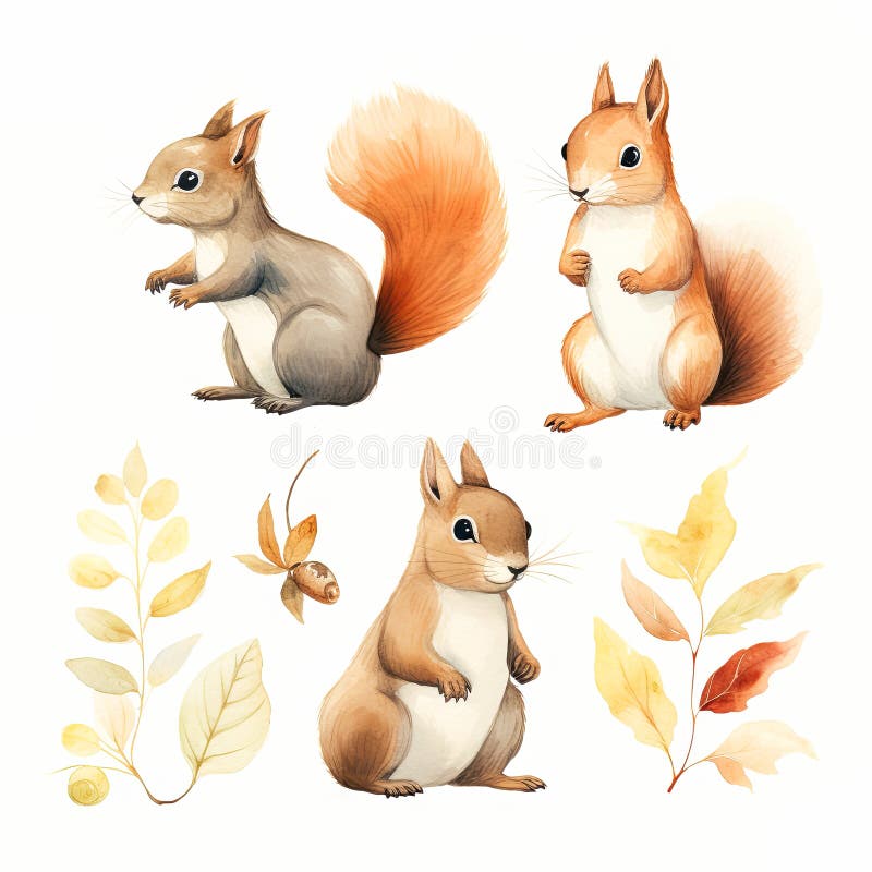 A Set of Four Pictures of a Squirrel Stock Photo - Image of wild, bushy ...
