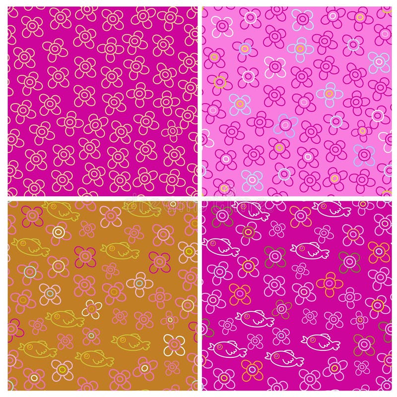 Set of four pink patterns stock vector. Illustration of contoure - 27567304