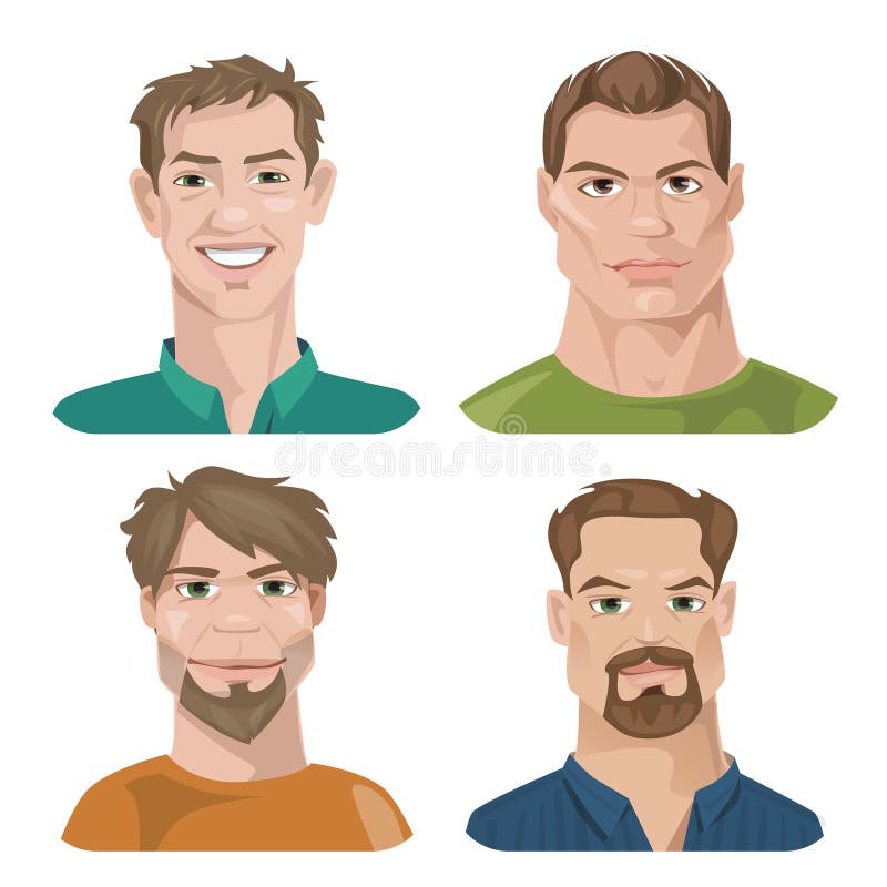 Set of Four Portraits. Female Characters. Stock Vector - Illustration ...