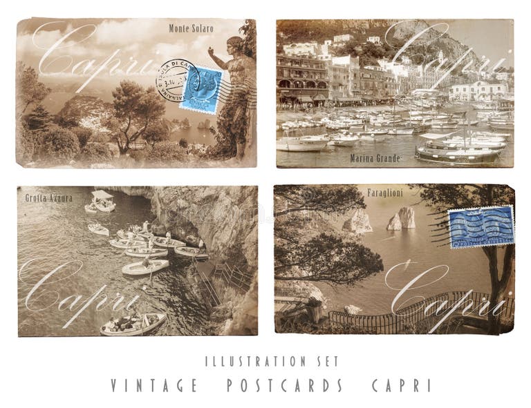 Vintage Postcards Set Capri Stock Image - Image of stamp, capri: 29793555