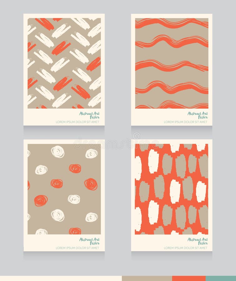 Set of Four Posters with Abstract Pattern Stock Vector - Illustration ...