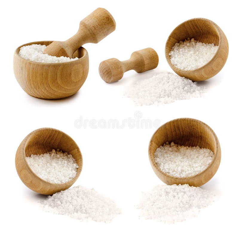 Set of Four Pots with Salt, Different Views Stock Image - Image of ...