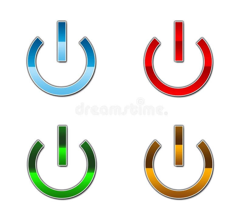 A Set of Four Power Buttons Stock Illustration - Illustration of icon ...