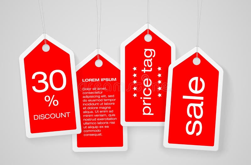 Set of Four Price Tags with Sample Text Stock Vector - Illustration of ...