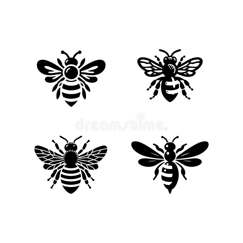 Realistic bee icons stock illustration. Illustration of drawing - 379270106