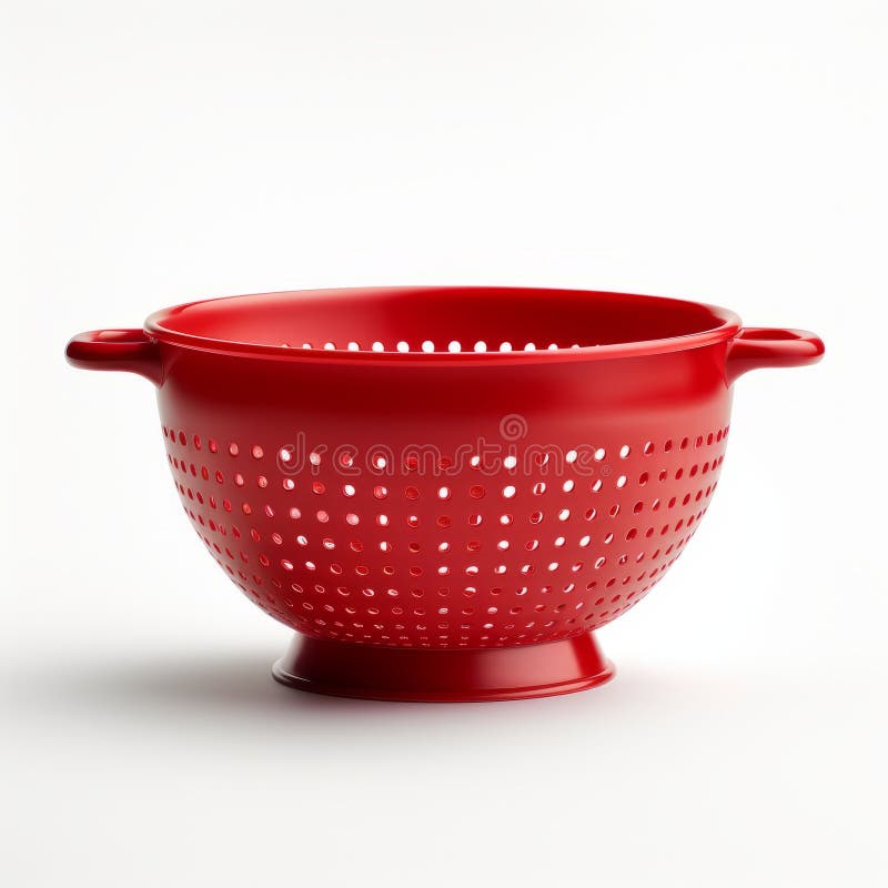 Stunning 32k Uhd Red Kitchen Colander Set on White Surface Stock Image ...