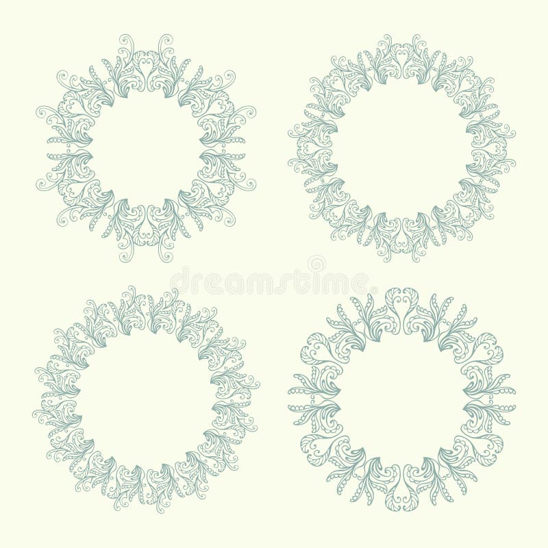 Set of Four Round Floral Ornamental Frames. Vintage Circular Pattern ... Set of Four Round Floral Ornamental Frames. Vintage Circular Pattern ...