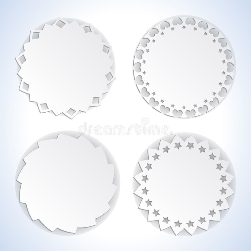 Set of Four Round Paper Labels. Eps10 Stock Vector - Illustration of ...