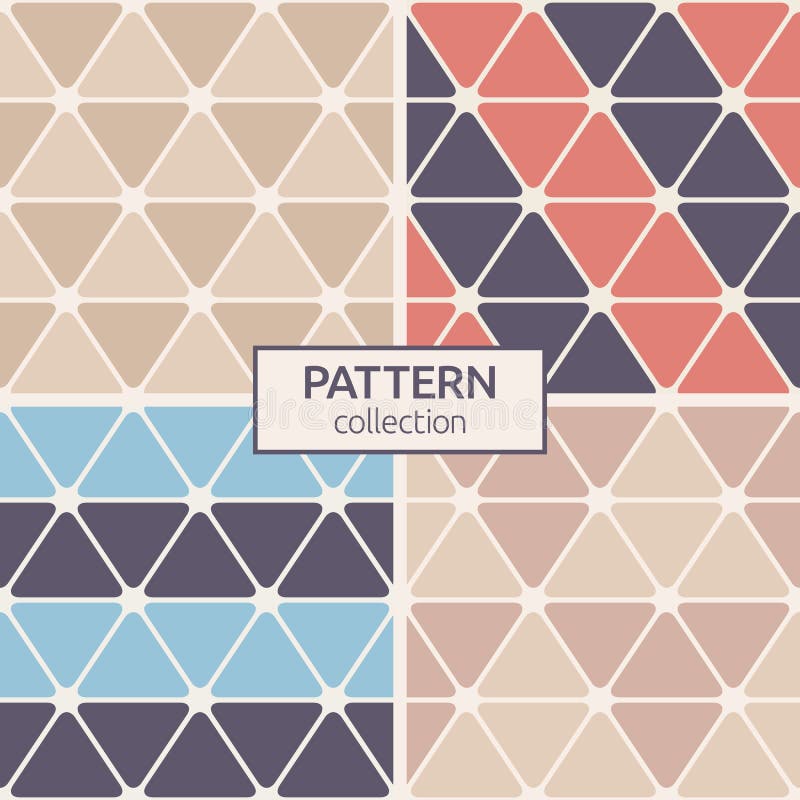 Set of Four Rounded Triangles Seamless Patterns Stock Vector ...