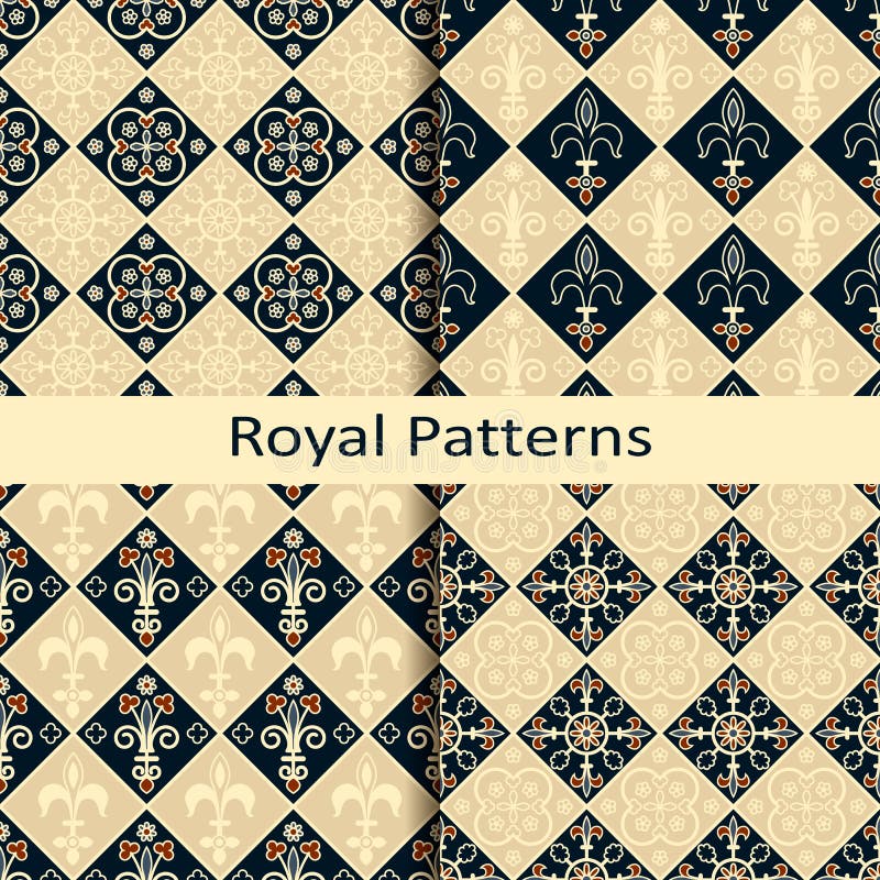 Set of Four Royal Elegant Patterns Stock Vector - Illustration of ...