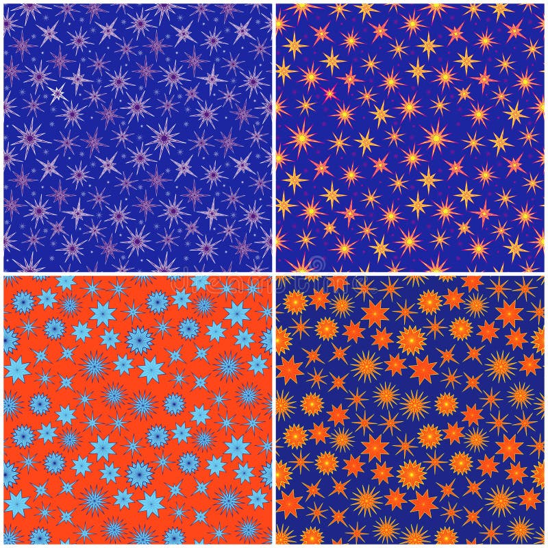 Set of Four Seamless Color Patterns with Stars Stock Vector ...