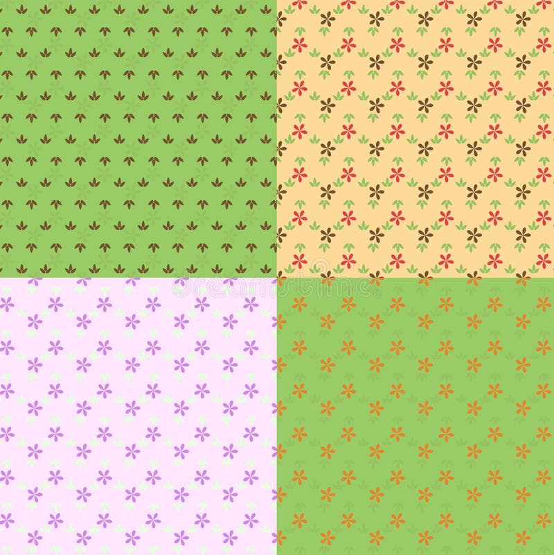 Set from Four Seamless Pattern with Small Drawing. Stock Vector ...